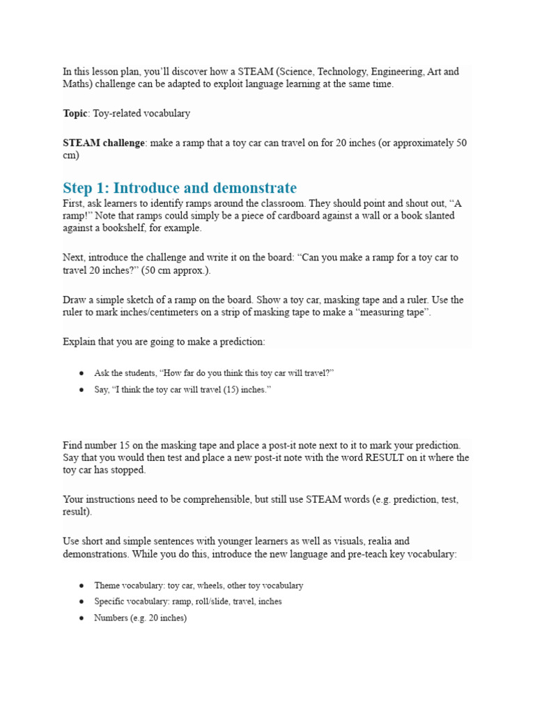 STEAM Lesson Plan Steps - 1 | PDF
