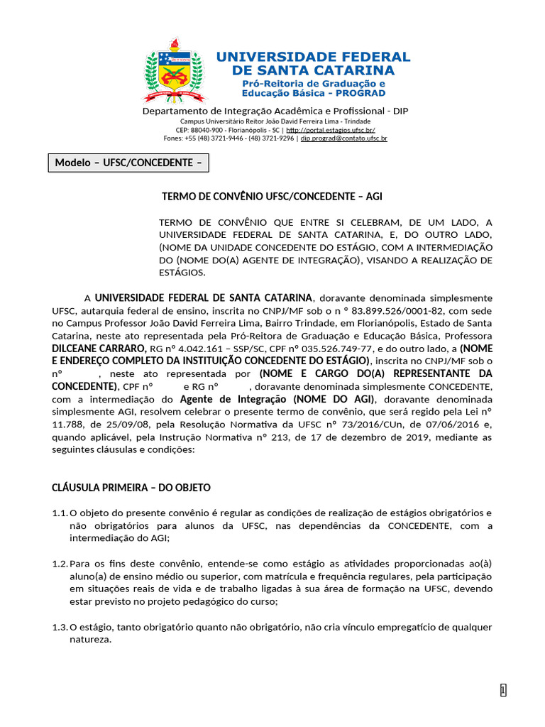 Modelo 3 UFSC AGI Concedente Tripartite | PDF