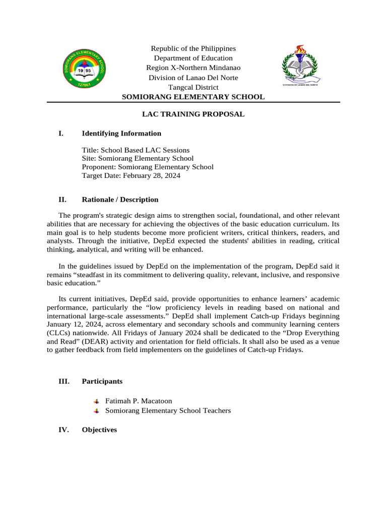 2023-Lac Proposal-Catch-Up-Fridays | PDF