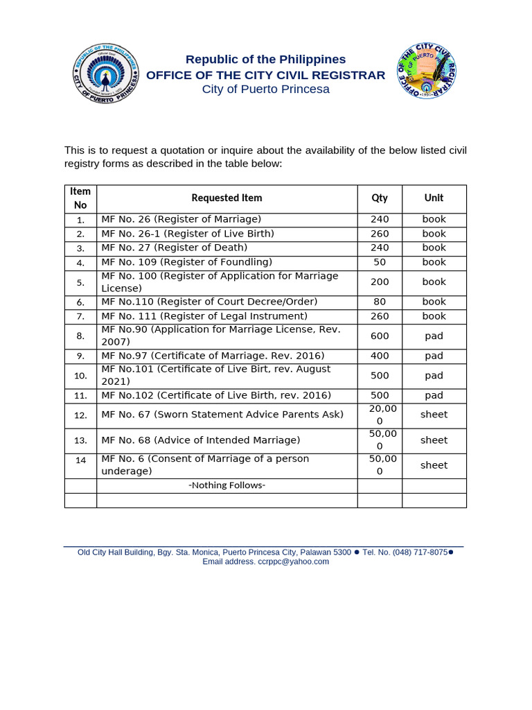 Qoutation CR Forms | PDF