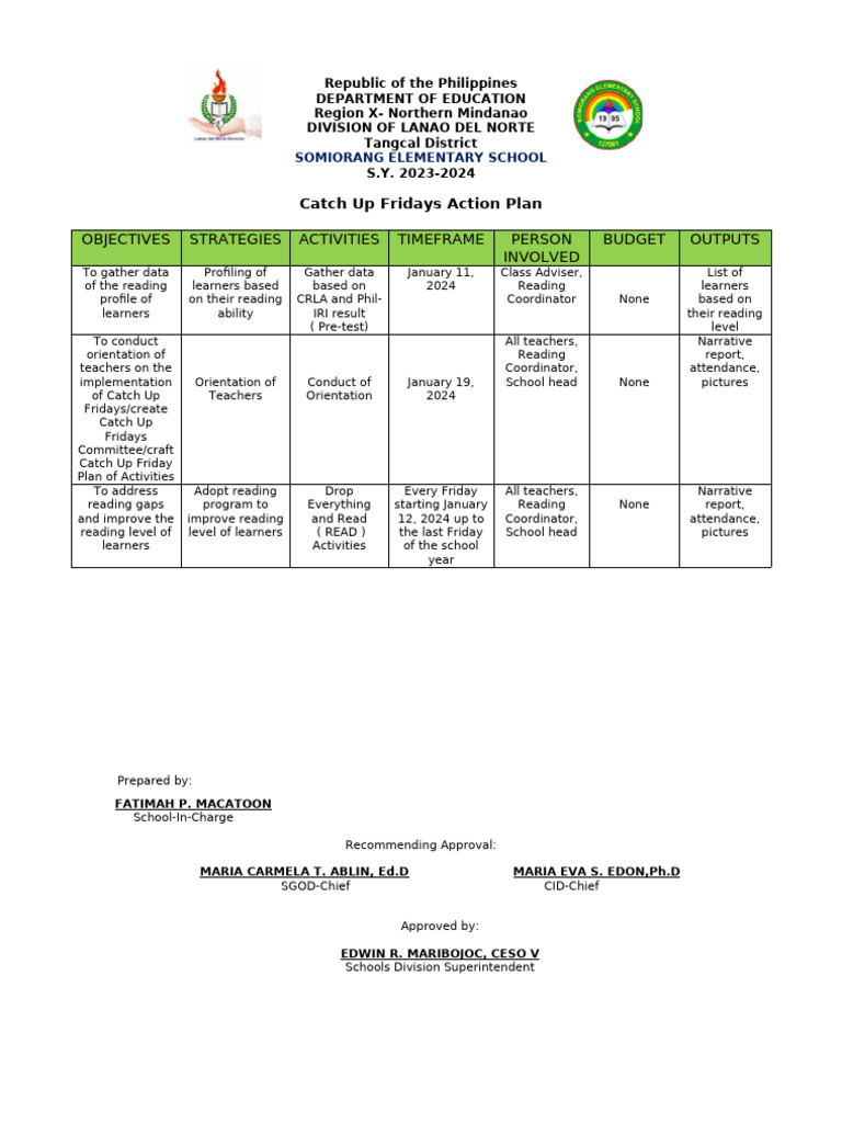 Catch Up Fridays Plan | PDF