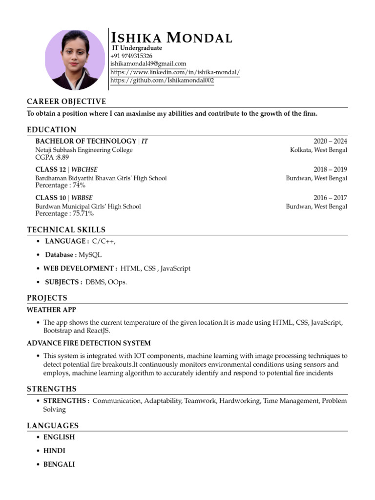Modified CV Ishika Mondal | PDF