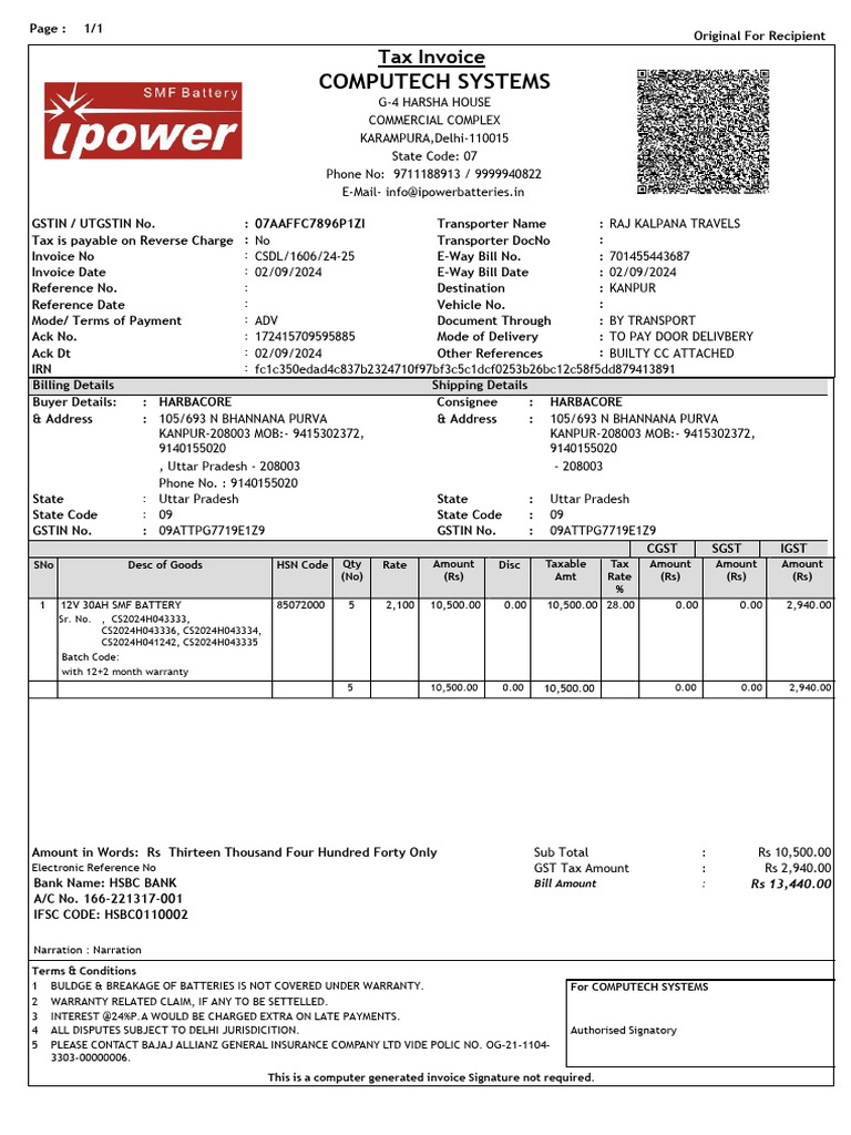 Computech Systems: Tax Invoice | PDF