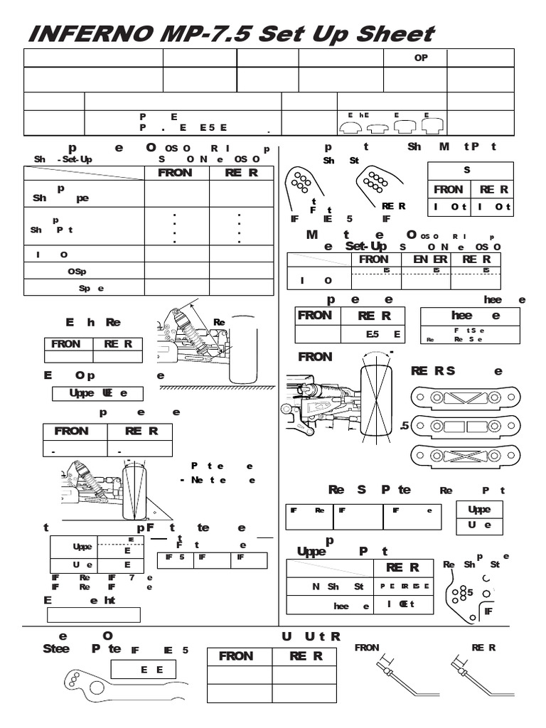 Kyosho INFERNO MP-7.5 Blank Setup Sheet | PDF