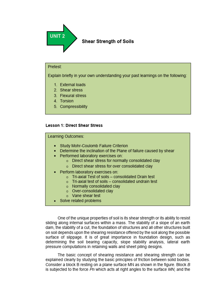 Shear Unit 2 Lesson 1 | PDF