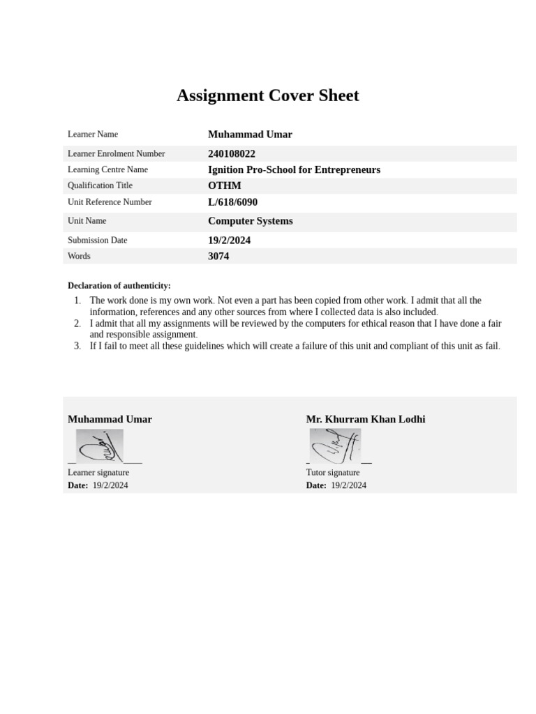 Muhammad Umar Unit 1 Level 3 | PDF | Computer Data Storage | Graphical User Interfaces