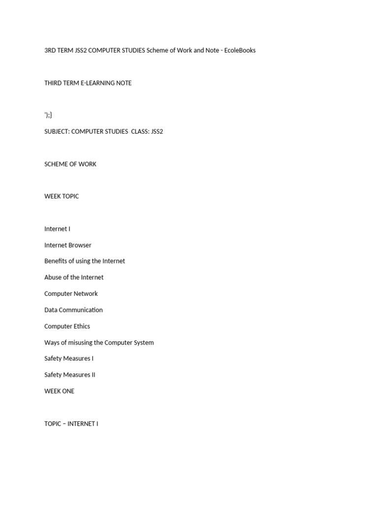 3RD TERM JSS2 Computer | PDF