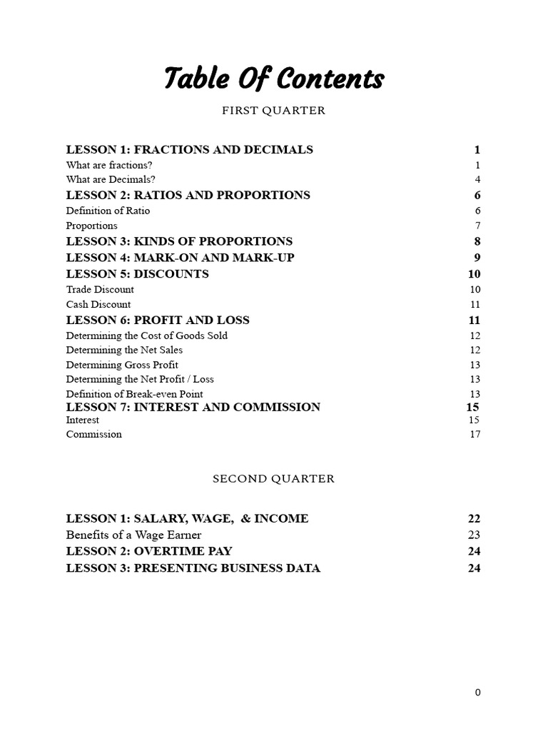 Module in Business Mathematics | PDF | Ratio | Subtraction