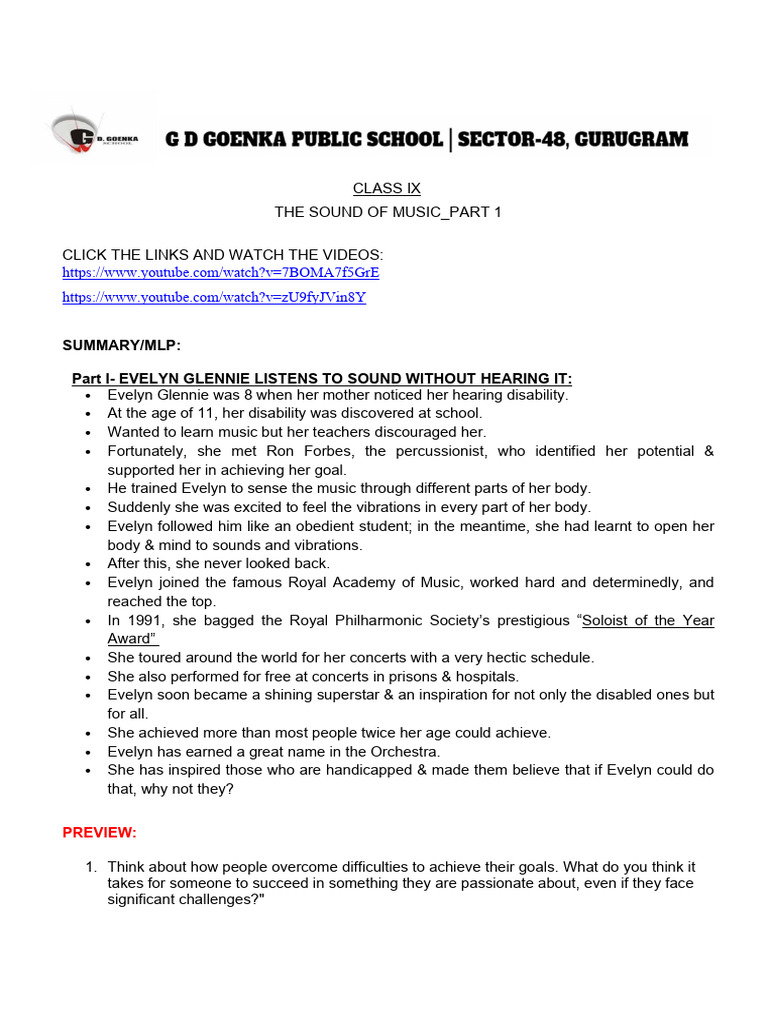 NOTES - The Sound of Music - Part-1 | PDF