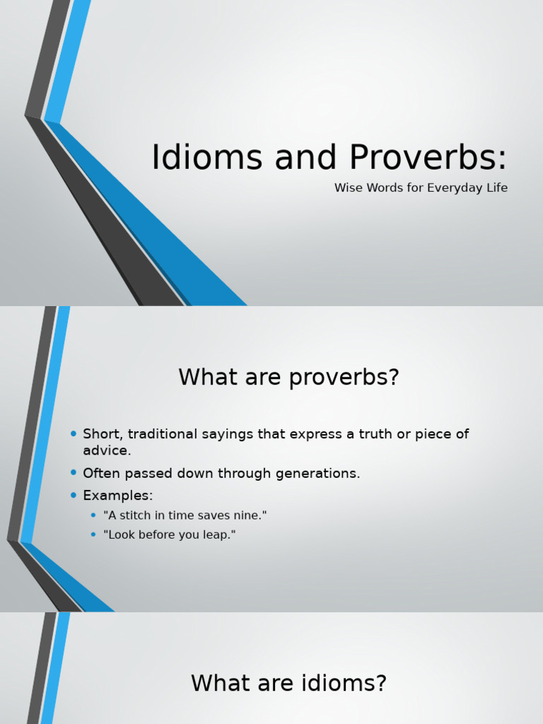 Idioms and Proverbs | PDF