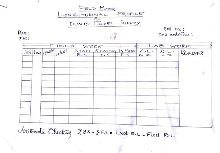 Dumpy Level Field Book | PDF