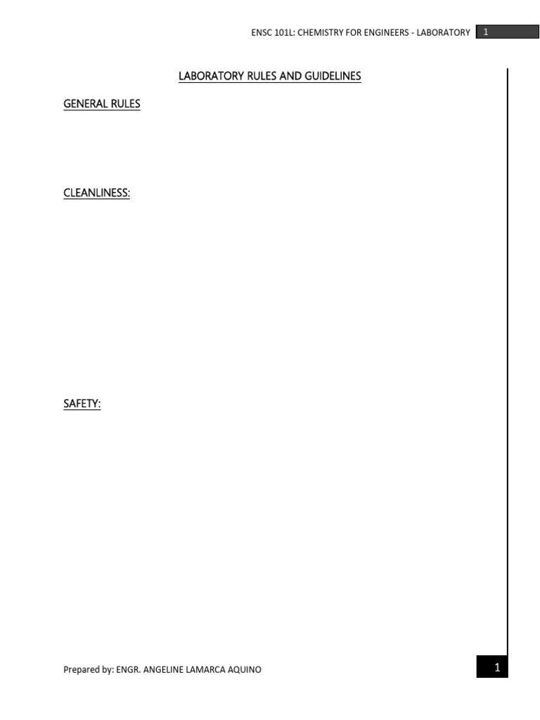 General Laboratory Rules and Guidelines | PDF