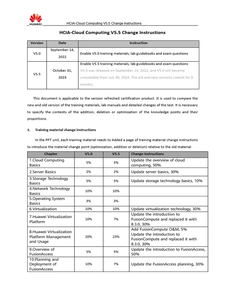 HCIA-Cloud Computing V5.5 Version Instruction | PDF