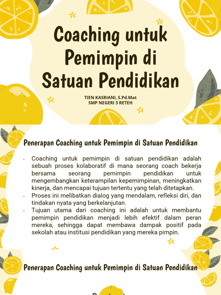 Coaching Untuk Pemimpin Di Satuan Pendidikan | PDF