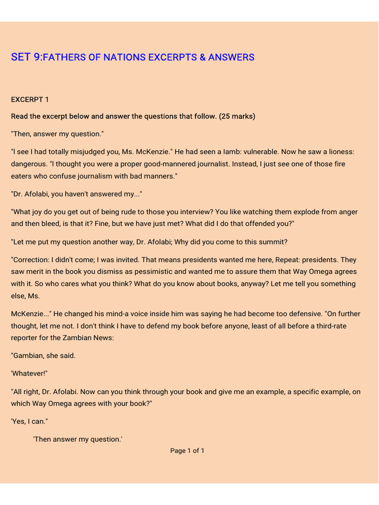 Fathers of Nations Excerpts & Questions | PDF