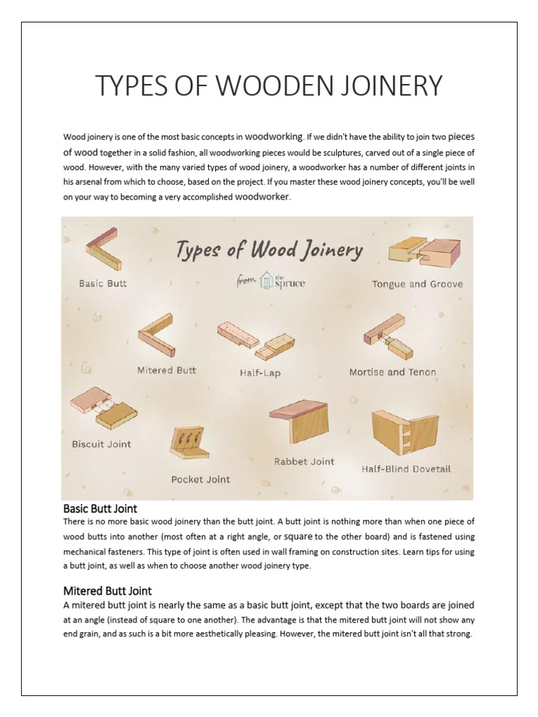 Types of Wooden Joinery | PDF