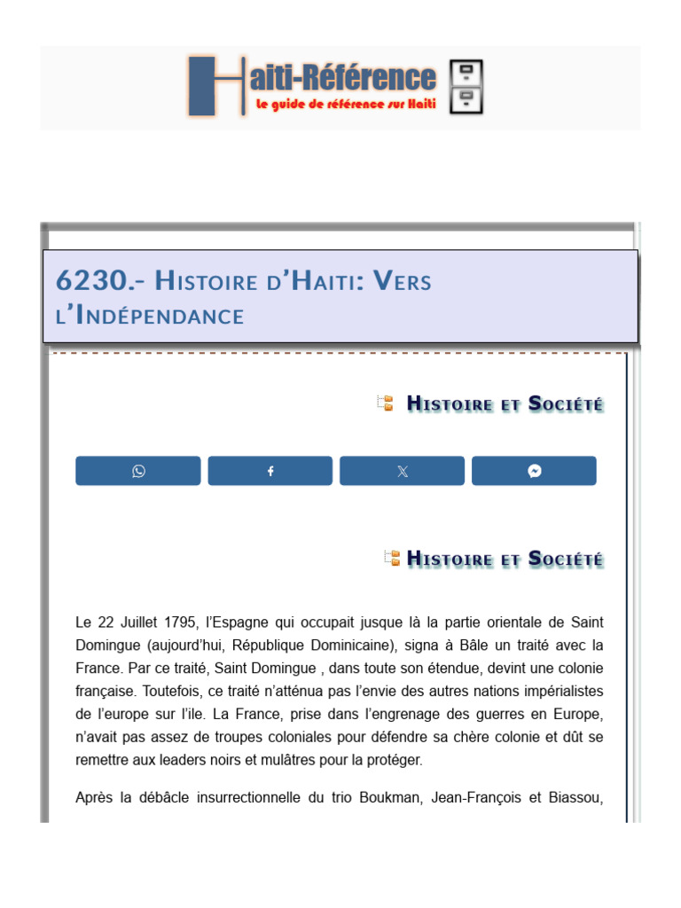 Histoire D'haiti - Vers L'indépendance Haiti-Référence | PDF