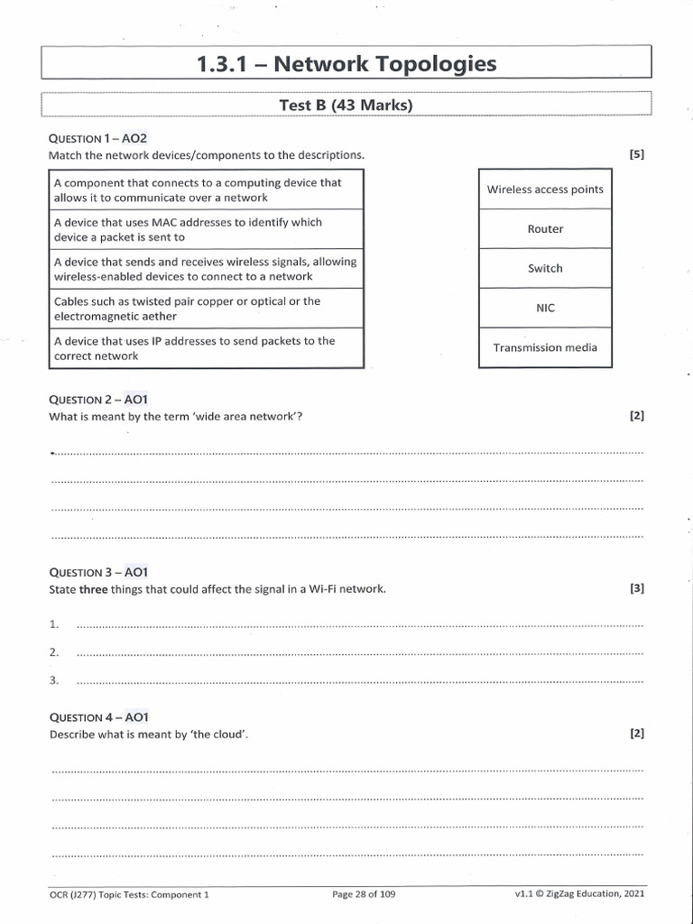 1.3.1 Network Topologies Test B | PDF