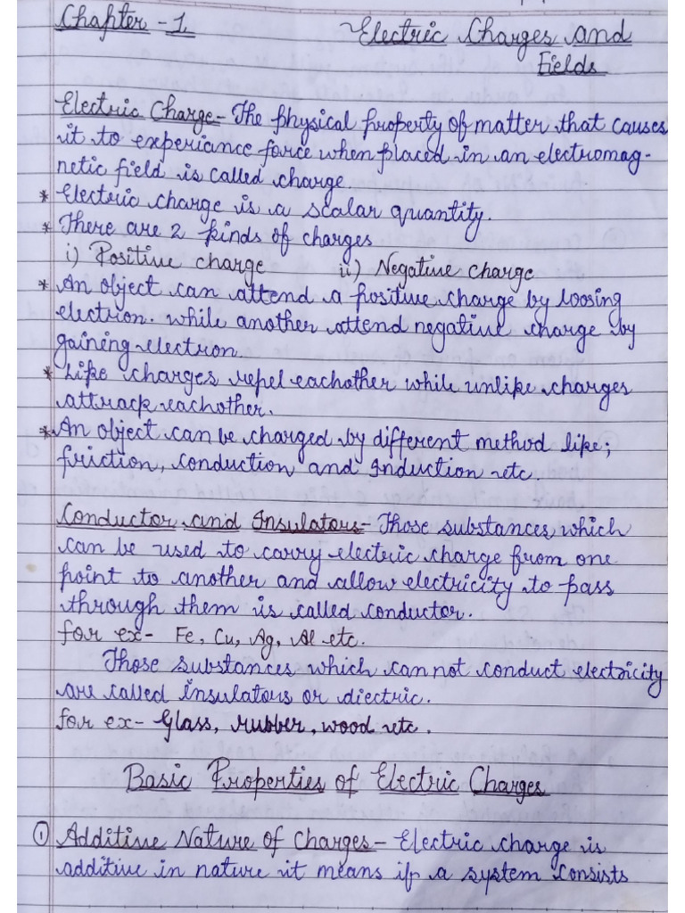 Chapter-1_ Electric Charges and Fields_ Part-1 | PDF