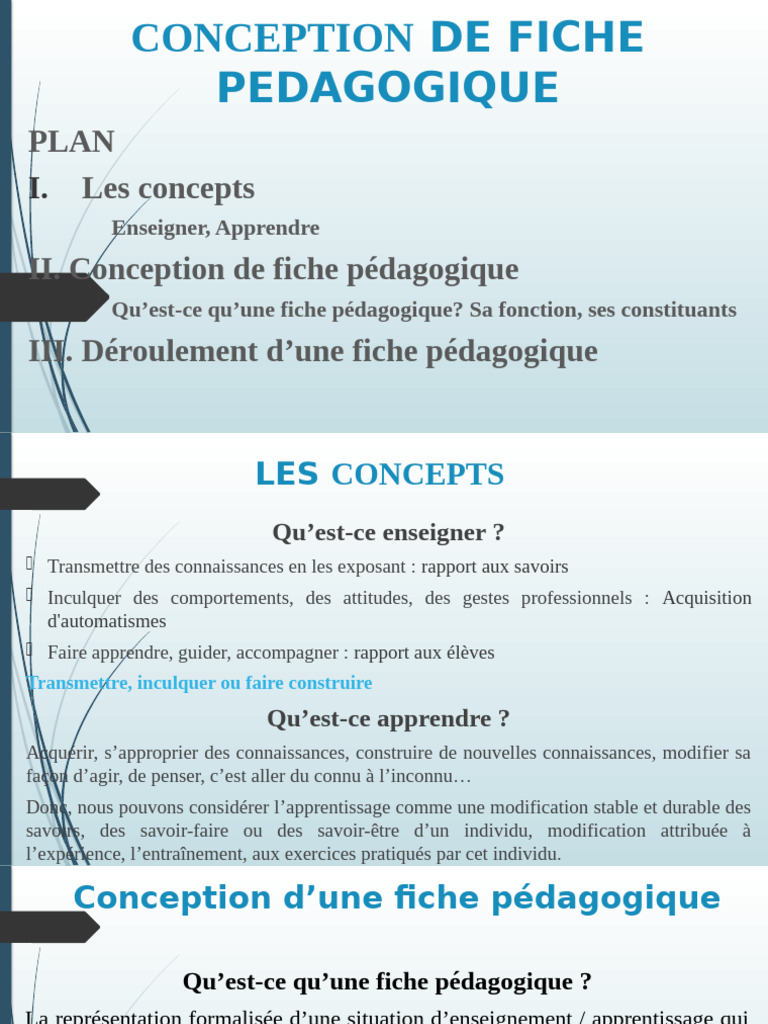 Conception de Fiches Pedagogiques 2 | PDF