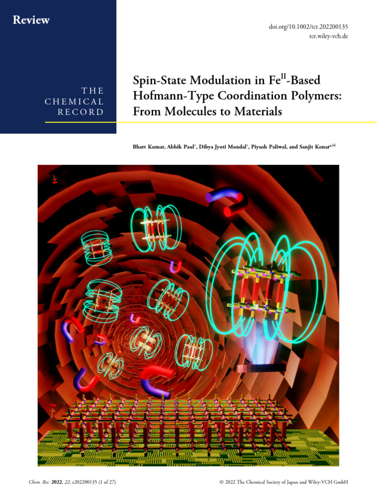 The Chemical Record - 2022 - Kumar - Spin‐State Modulation in FeII‐Based Hofmann‐Type ...