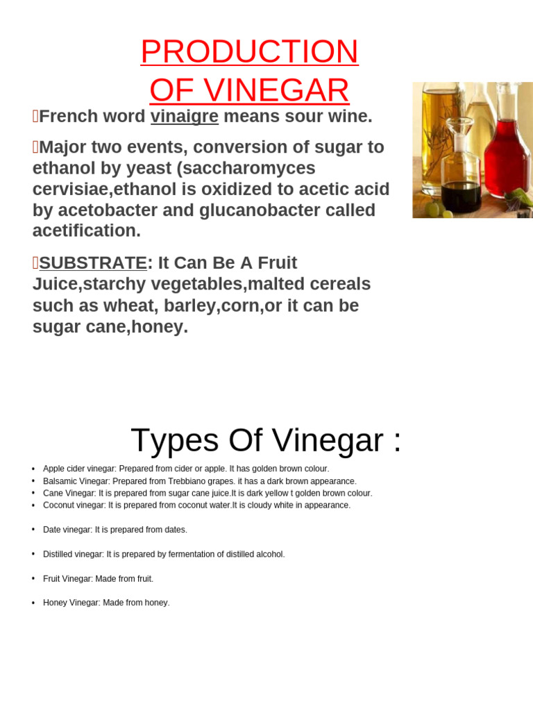 Extraction of Fermented Products Production of Vinegar | PDF