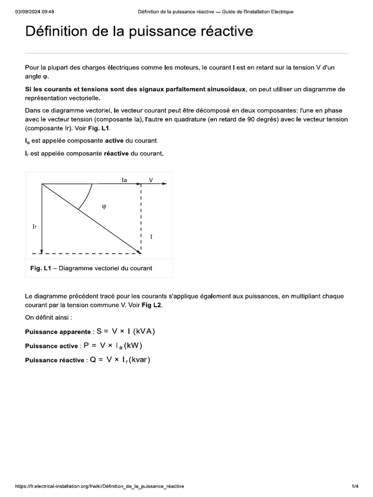 Définition de La Puissance Réactive - Guide de L - Installation ...