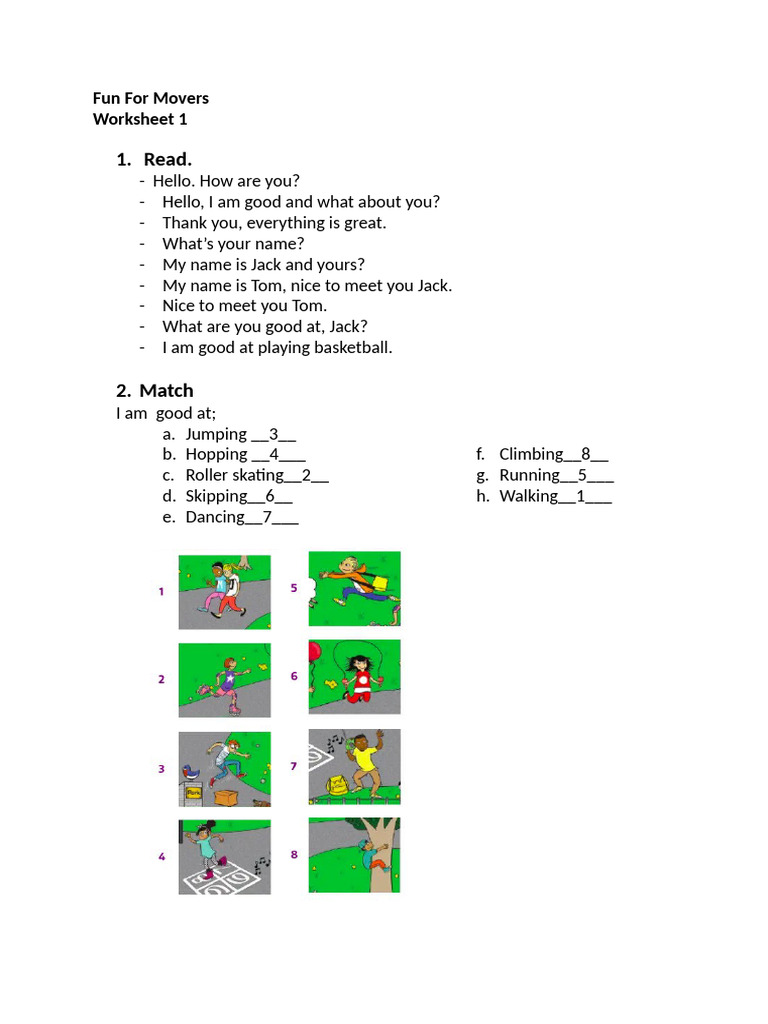 Fun For Movers Unit 1 | PDF
