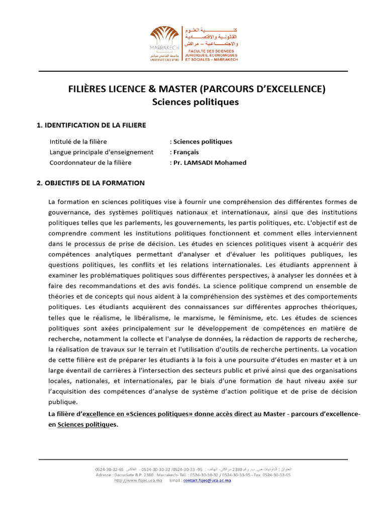 Fiche Descriptive SC Po PDF | PDF