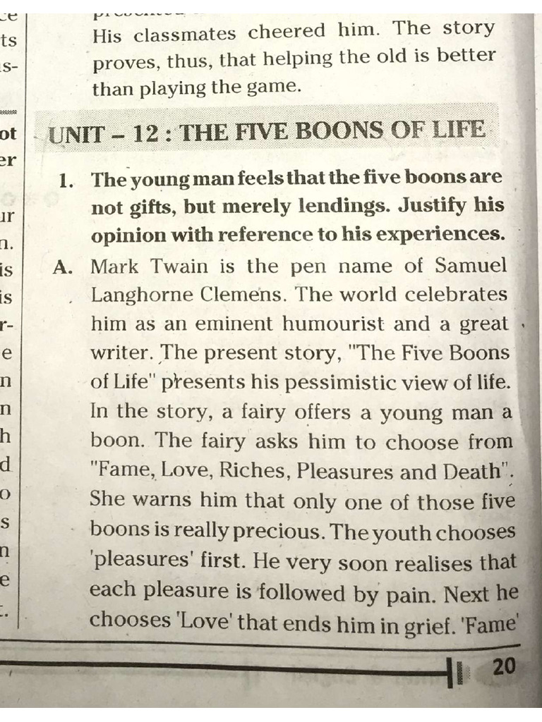 The Five Boons of Life | PDF