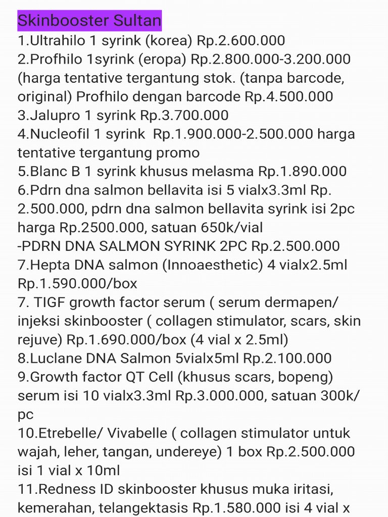 Daftar Produk Aesthetic by DR Wiwik - 240824 - 183351 | PDF