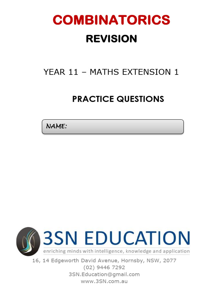 Yr 11 Exam Q - Combinatorics | PDF | Career & Growth | Teaching Methods & Materials