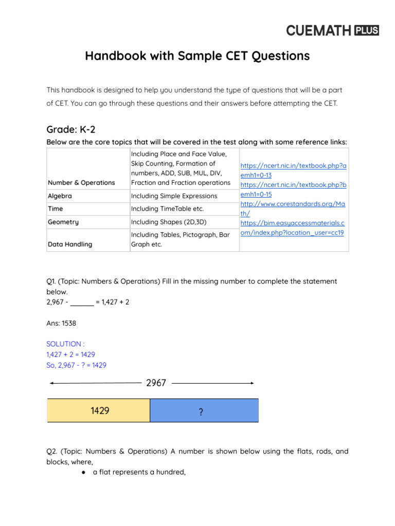 Handbook With Sample CET Questions | PDF
