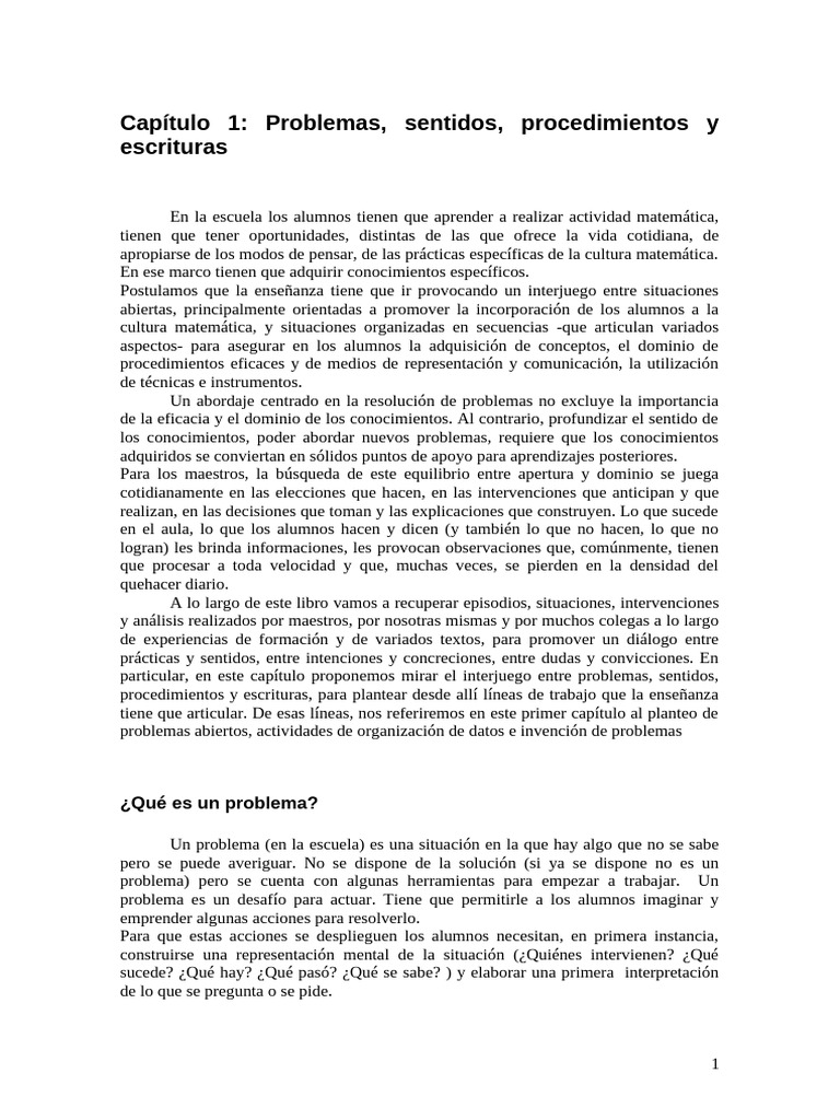 Capitulo 1 Problemas Sentidos Procedimie | PDF