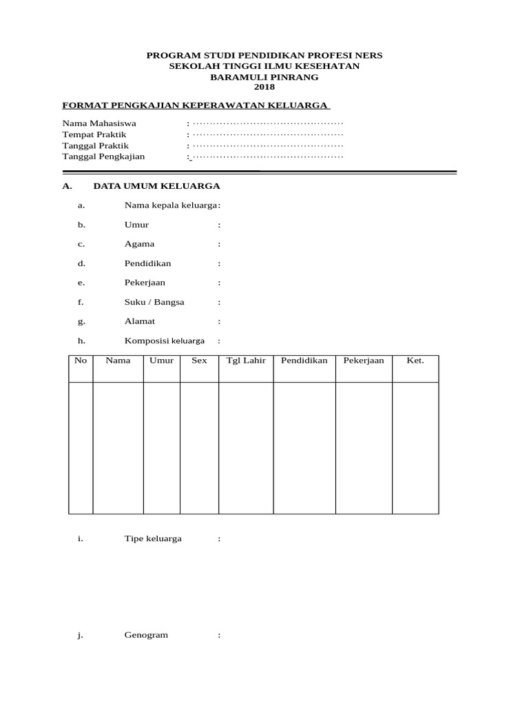 Format Askep Keperawatan Keluarga | PDF