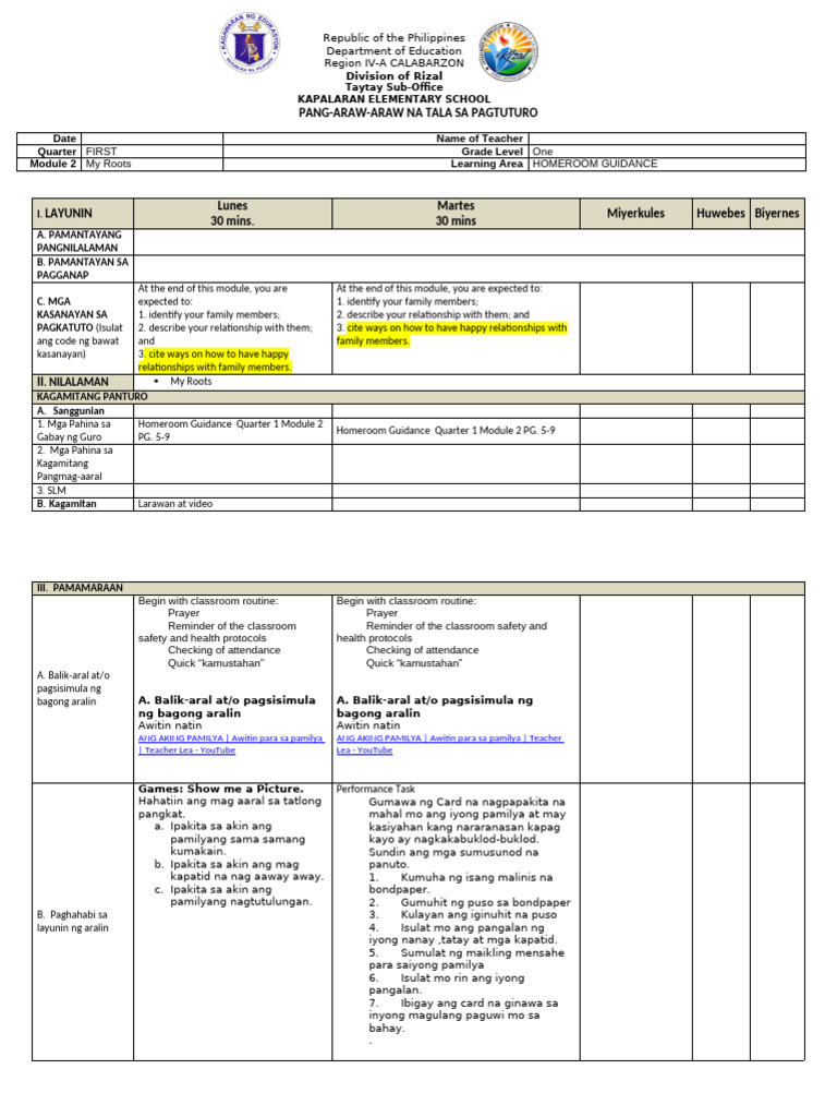 DLL MODULE 1 6th LESSON | PDF