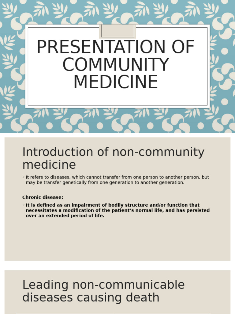 Presentation of Community Medicine | PDF
