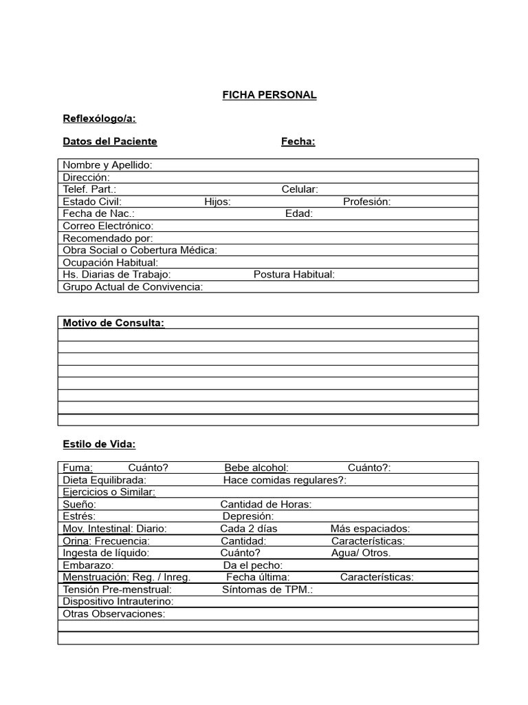 Ficha Paciente | PDF