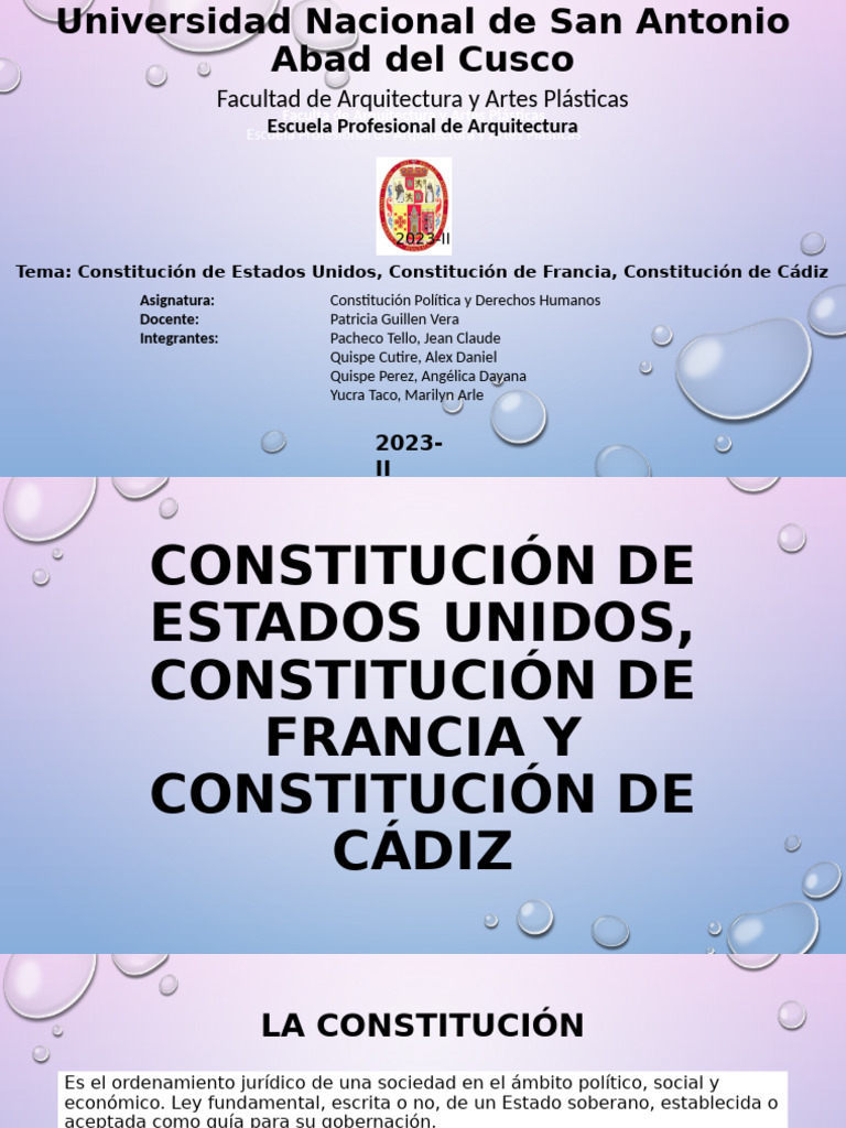 Constitución de Ee - Uu., Francesa y Cadiz | PDF