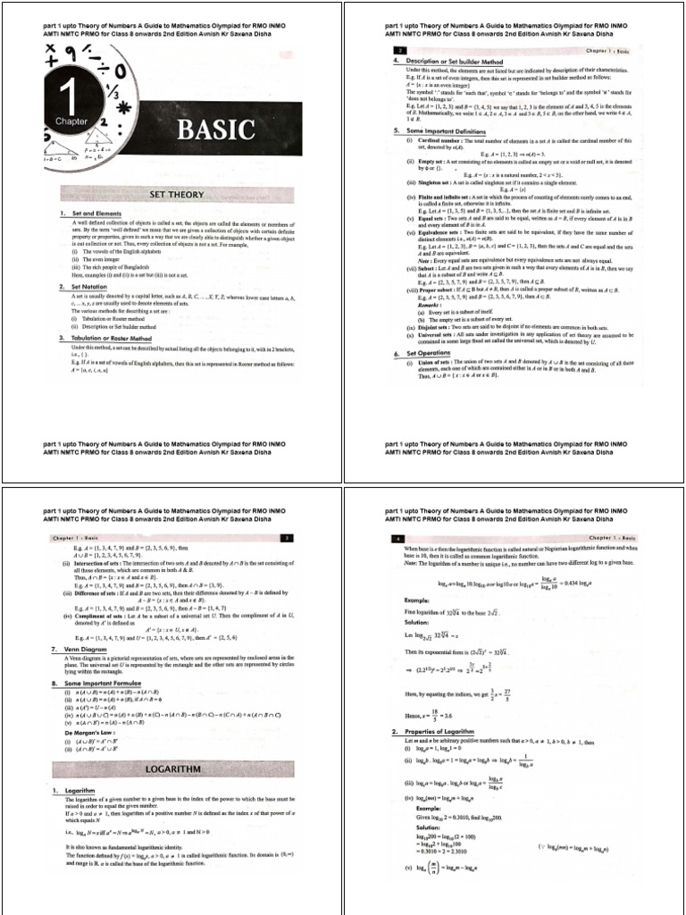 Part 1 Upto Theory of Numbers A Guide To Mathematics Olympiad For Rmo Inmo Amti NMTC Prmo For ...