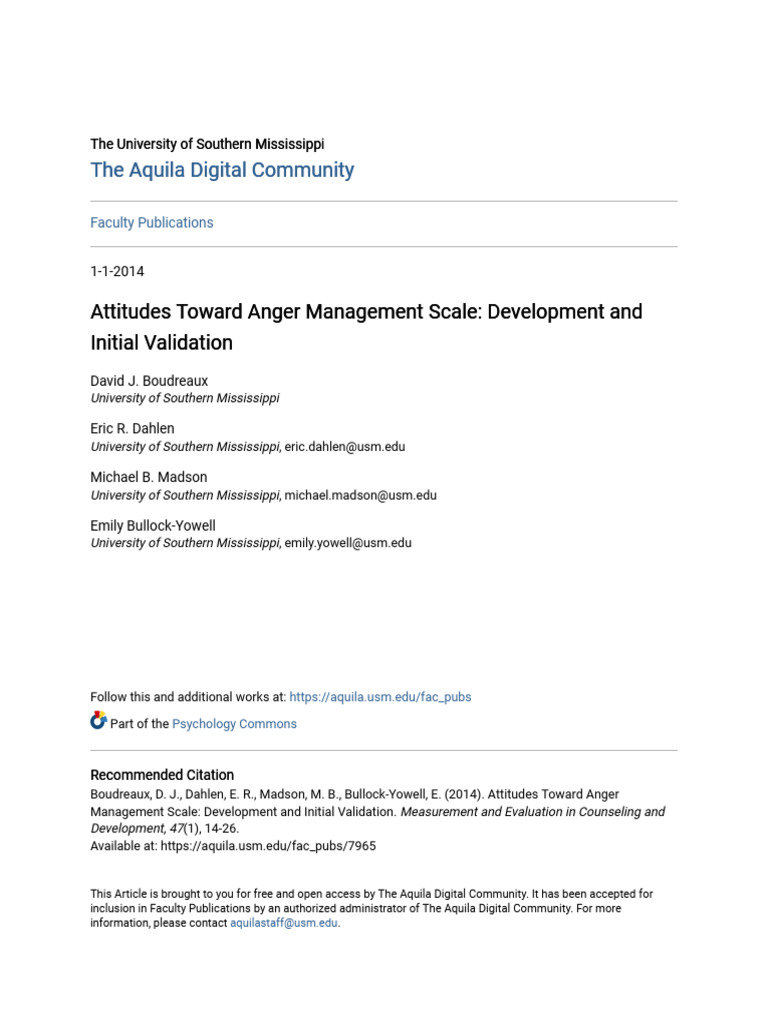 Attitudes Toward Anger Management Scale_ Development and Initial | PDF