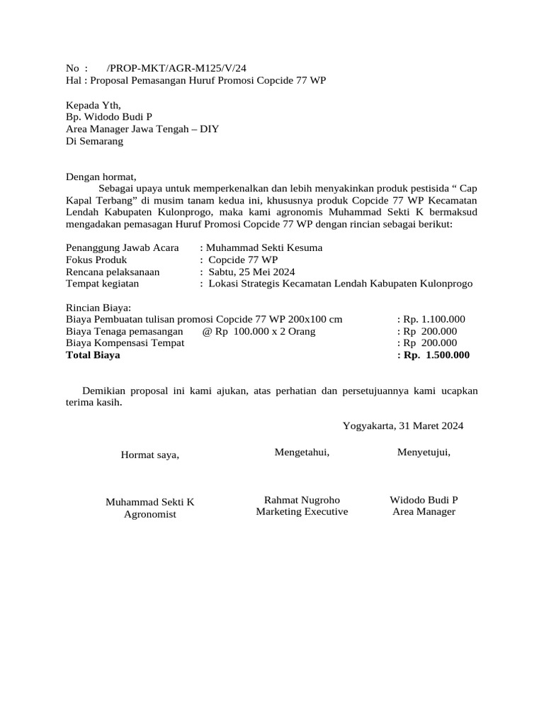 Proposal Huruf Promosi | PDF