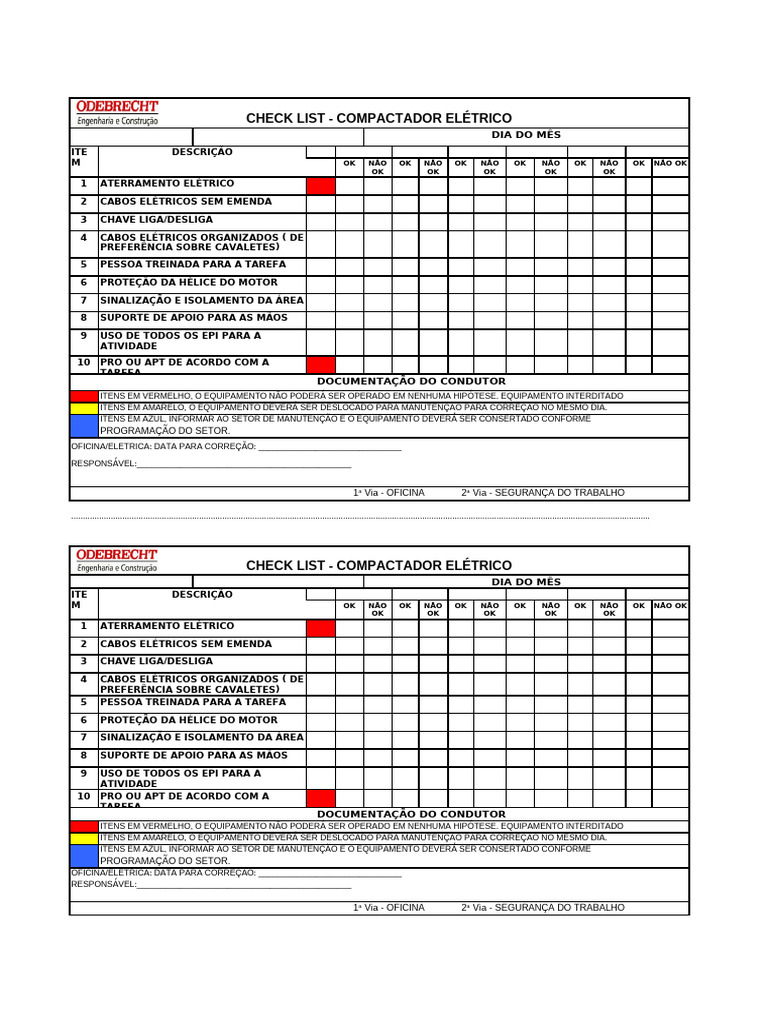 Check - List Compactador Elétrico | PDF