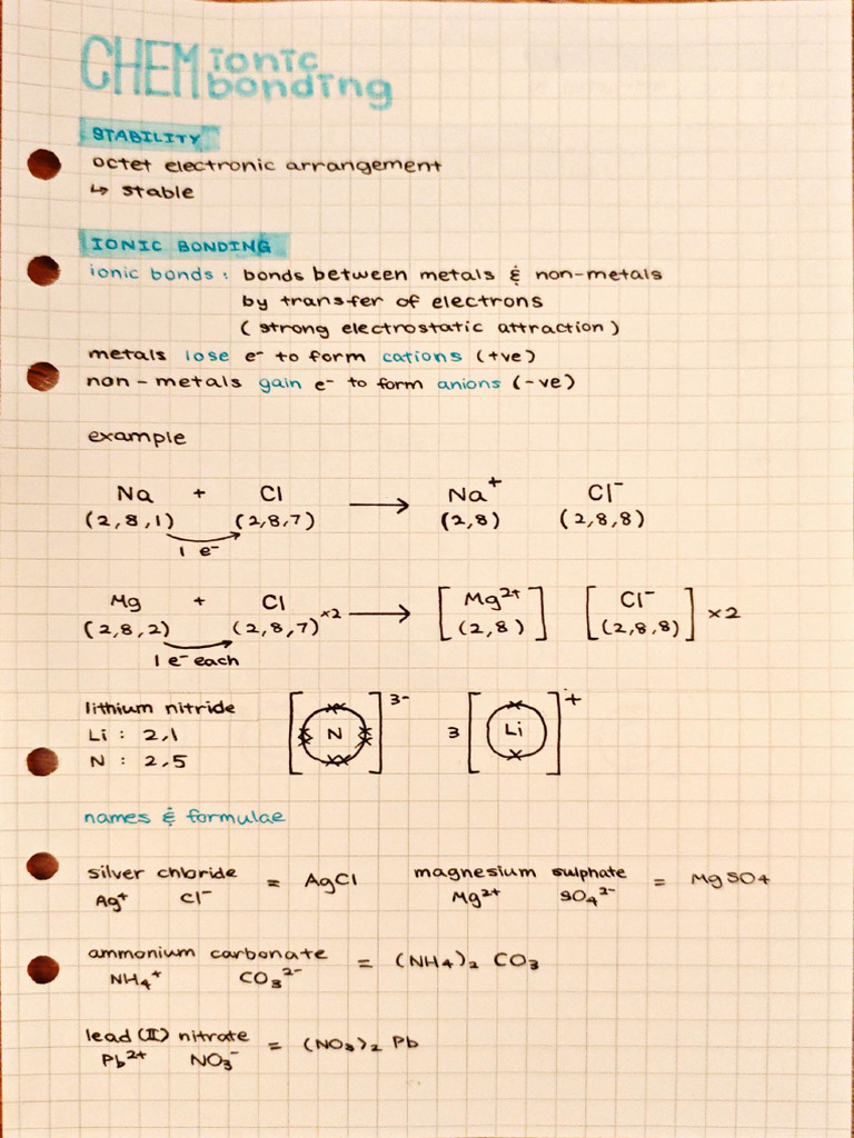 Chem Ionic Bonding Notes | PDF