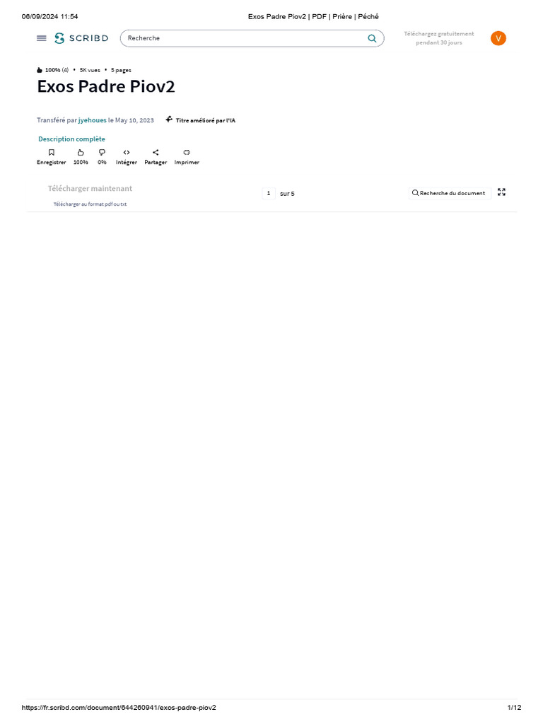 Exos Padre Piov2 - PDF - Prière - Péché1 | PDF