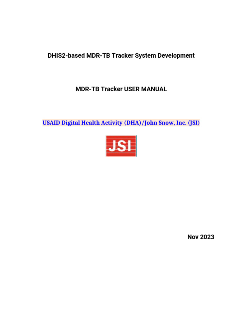 MDR-TB Tracker User Manual Draft v1 | PDF