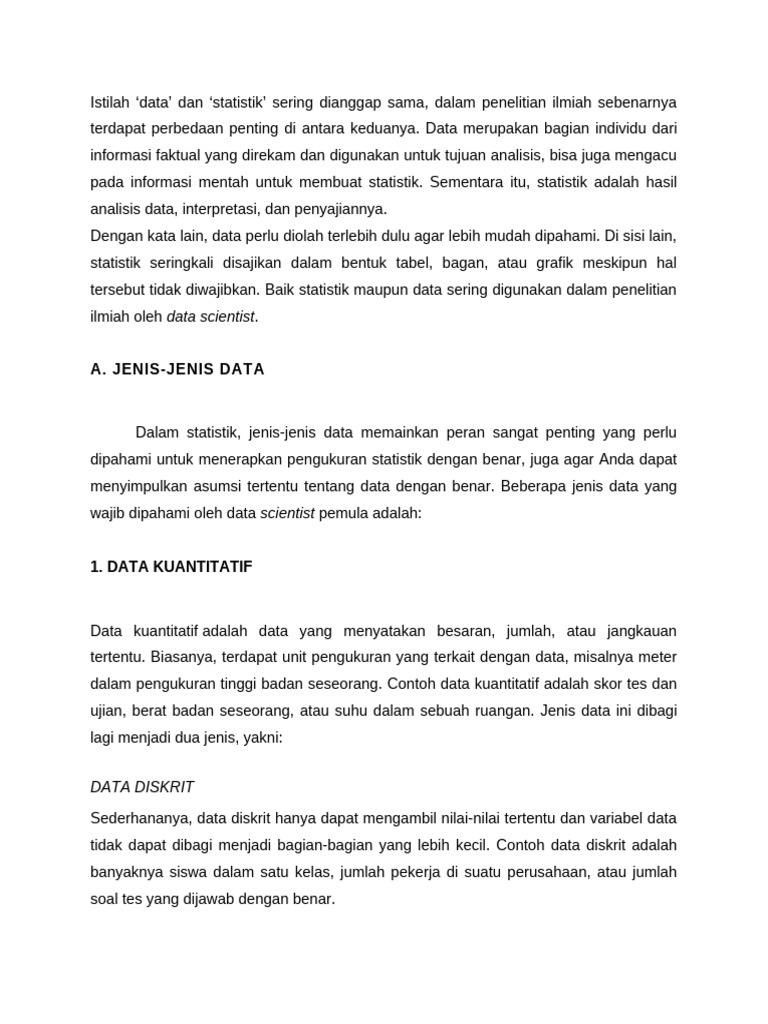 Jenis Data Statistik | PDF