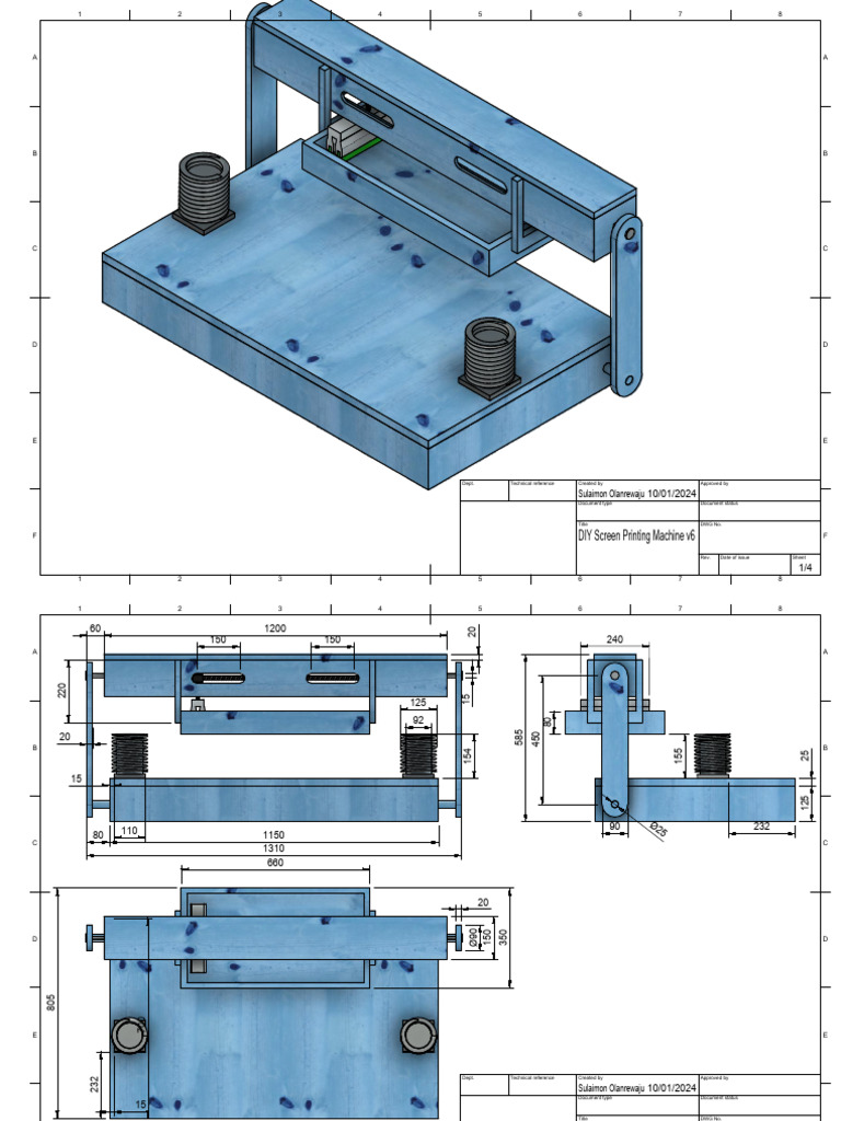 DIY Screen Printing Machine Working Drawing v10 | PDF