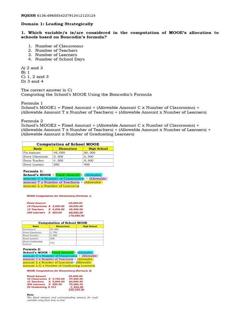 NQESH Domain1 Day 2 With Explanation | PDF