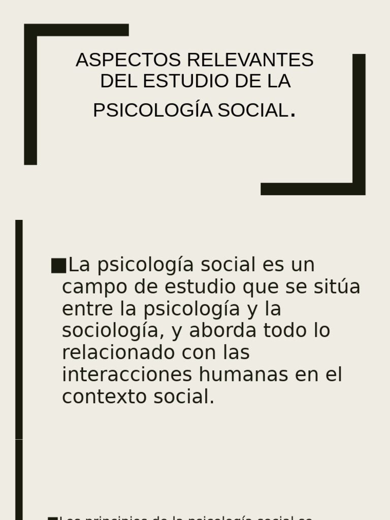 Aspectos Relevantes Del Estudio de La Psicología Social | PDF